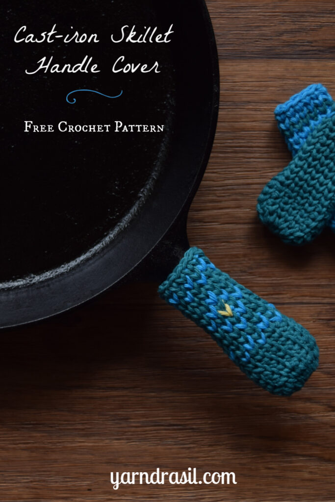 Cast-iron Handle Cover - Yarndrasil - Free Crochet Pattern